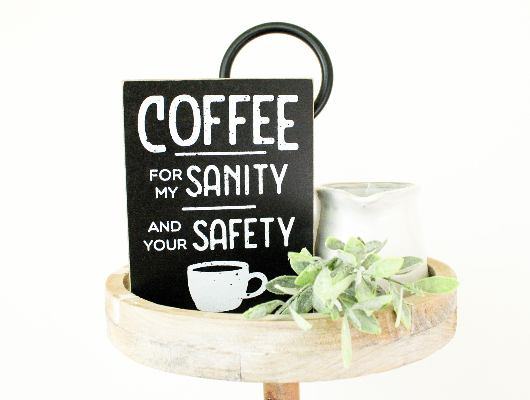 "Coffee For My Sanity" Sign – Tiered Tray Decor Box