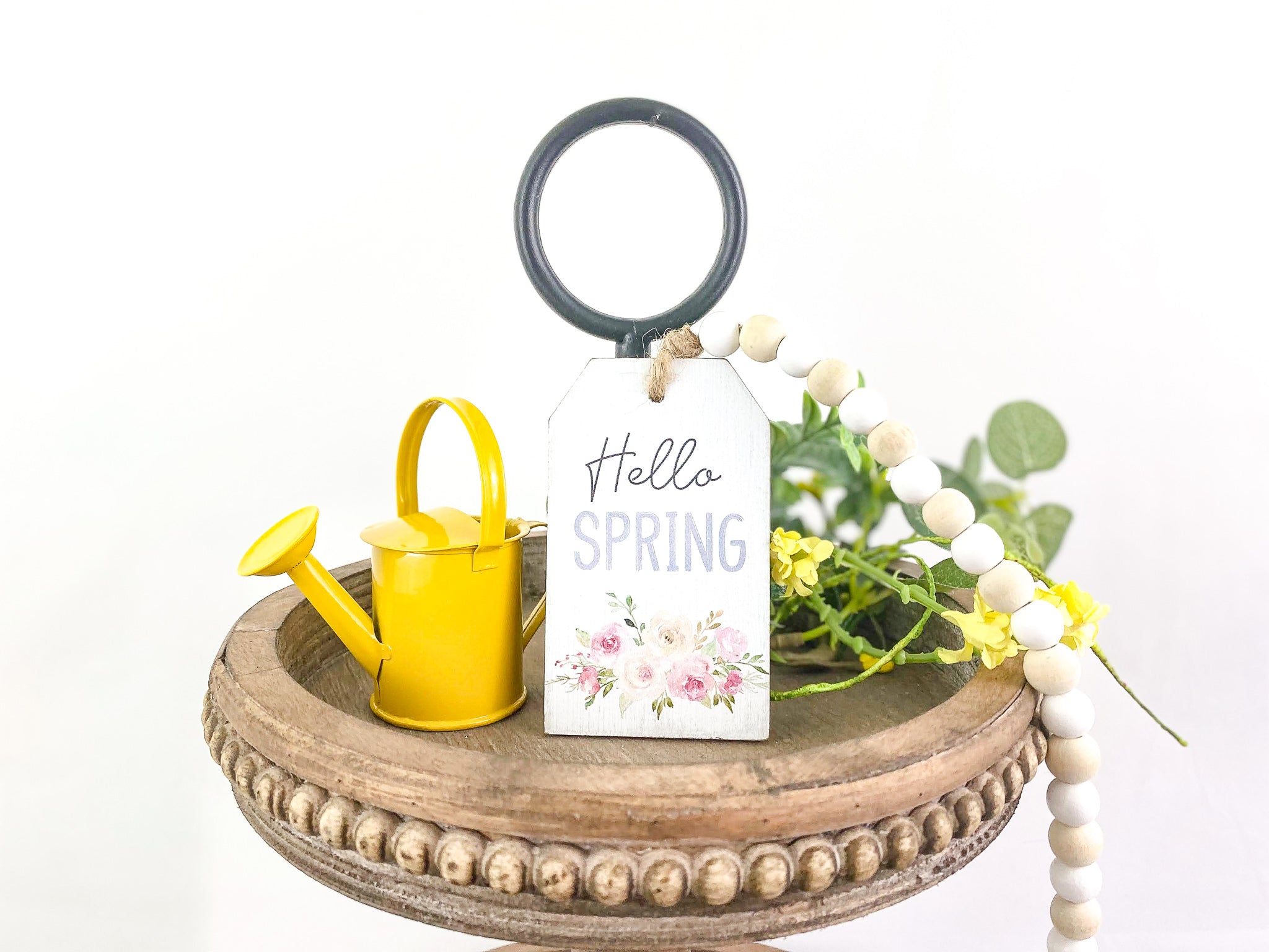 "Hello Spring" Tag – Tiered Tray Decor Box