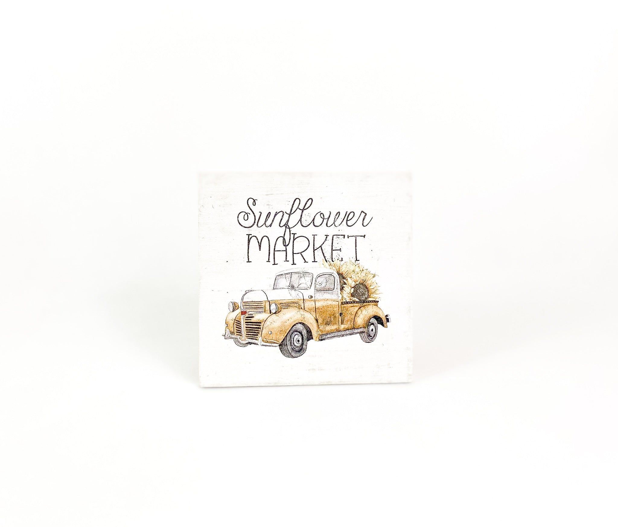 "Sunflower Market" Sign – Tiered Tray Decor Box